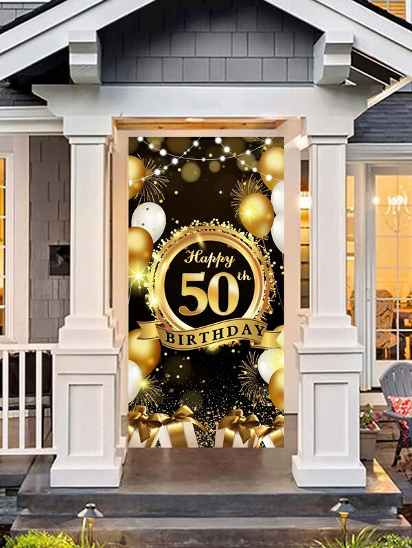 1pc Polyester Feest Achtergrond Doek, Ballon & Nummer Patroon ...