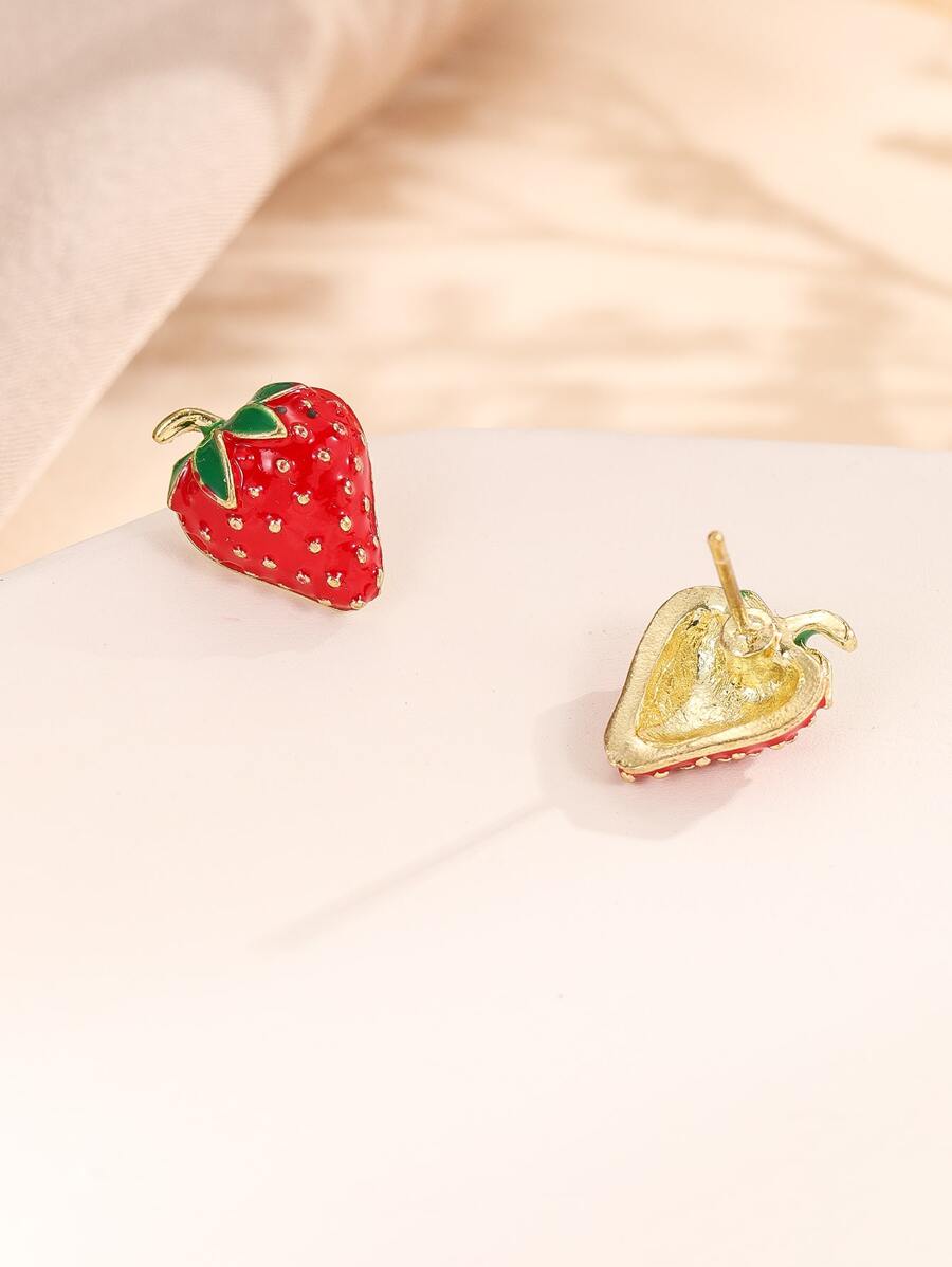 Strawberry Stud Earrings Lovely Small Strawberry Design Stud Earrings ...