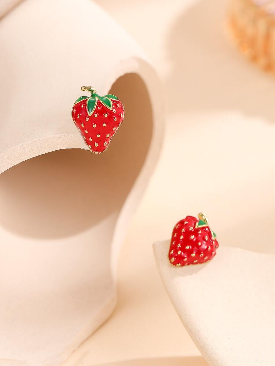 Strawberry Stud Earrings Lovely Small Strawberry Design Stud Earrings ...