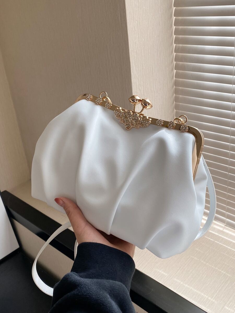 Minimalist Kiss Lock Ruched Bag | SHEIN USA