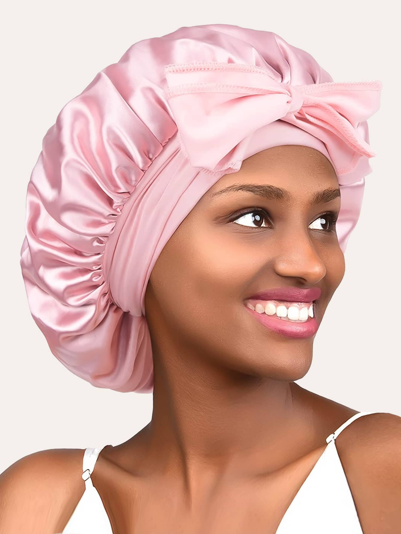1pc Women Accessories Fashion Bow Tie Decor Hair Bonnet Silk Bonnet ...