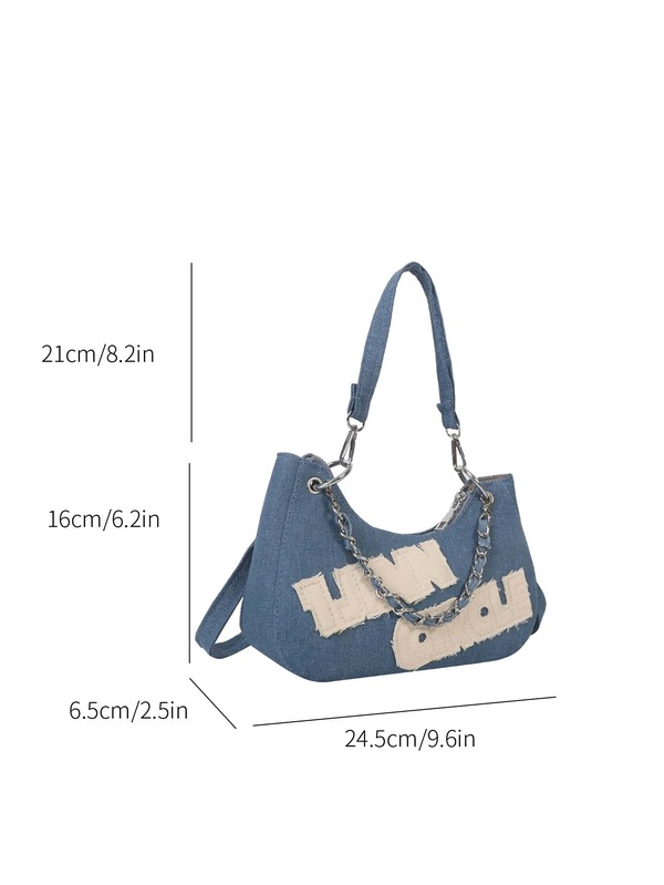 Two Tone Chain Decor Hobo Bag | SHEIN USA