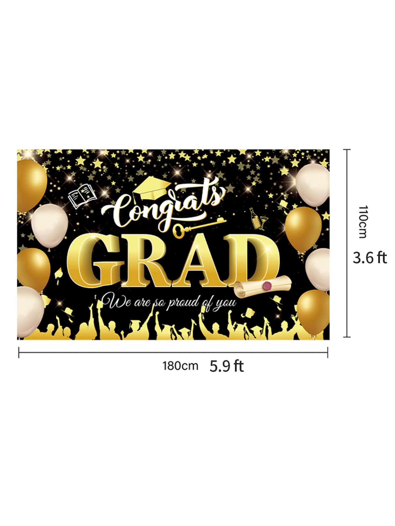 2024 Black And Gold Graduation Party Decoration Background Cloth ...