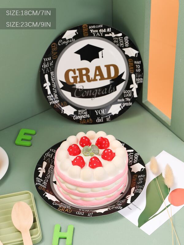 16pcs/set Paper Disposable Plate, Modern Letter Graphic Disposable ...