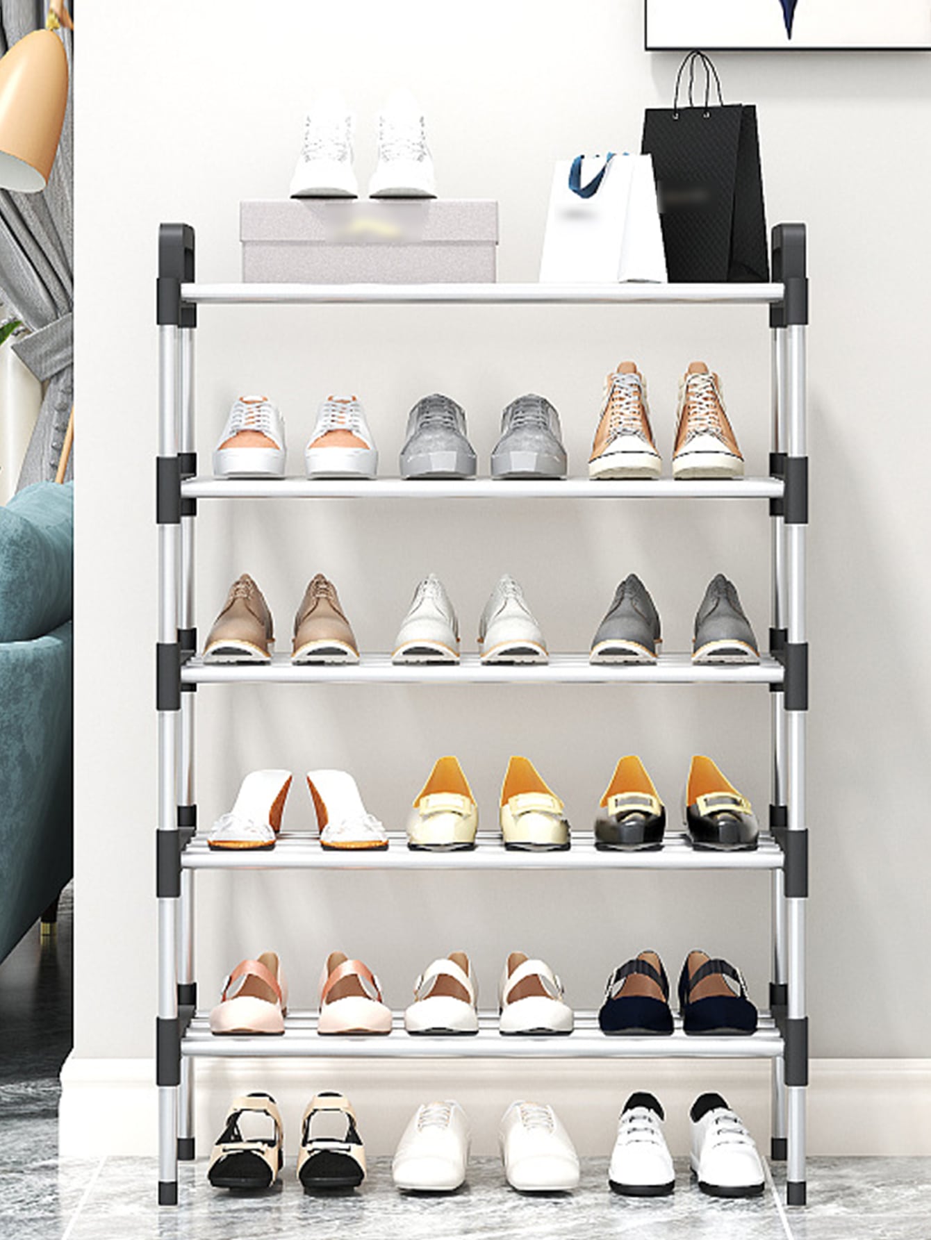 1pc Stainless Steel Shoe Storage Rack, Classic Shoe Shelf Organizer And ...