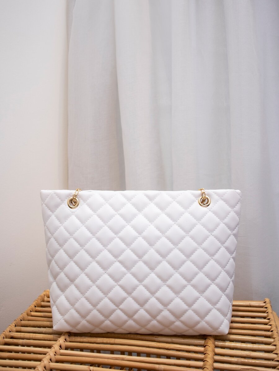 Quilted Chain Shoulder Tote Bag,School Bag,Large Capacity,Portable ...