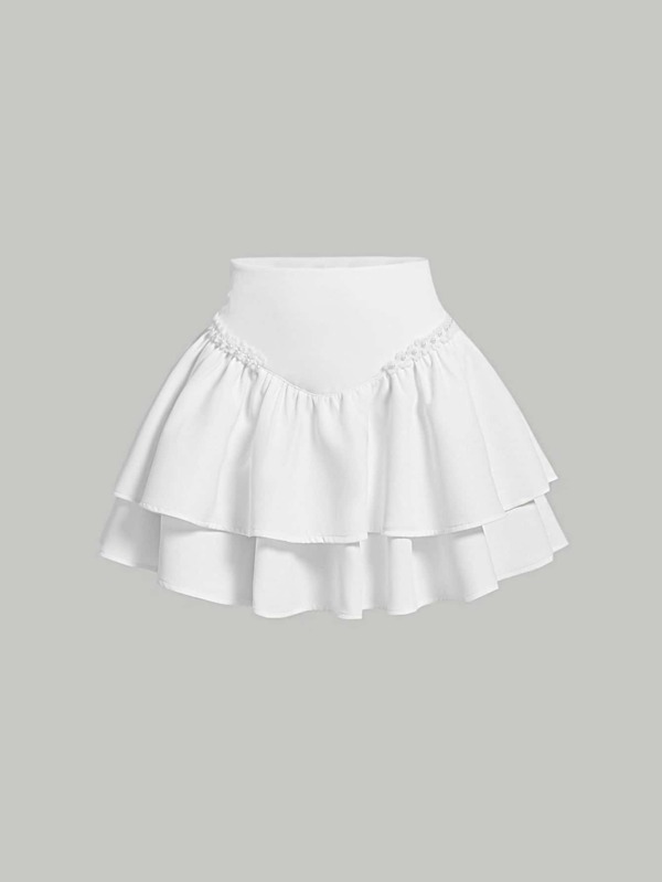Shein Mod Solid Ruffle Hem Skirt Shein Usa