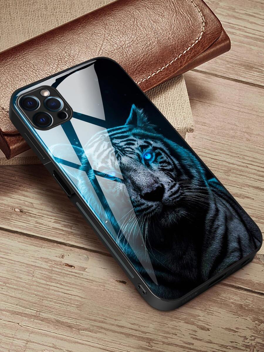 Tiger Pattern High Definition Printed Glass Phone Case, Compatible With ...