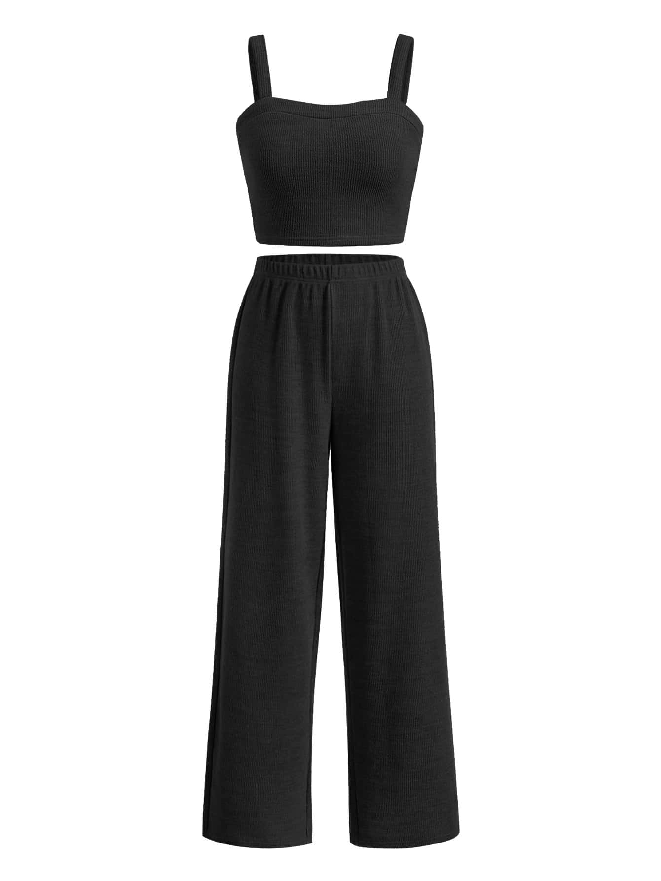 Shein Teen Girls Solid Cami Top And Wide Leg Pants Shein Usa
