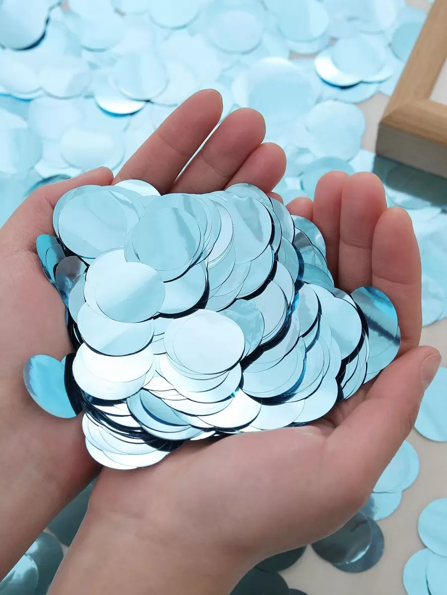 1pack PE Throwing Confetti, Minimalist Metallic Blue Round Confetti For ...