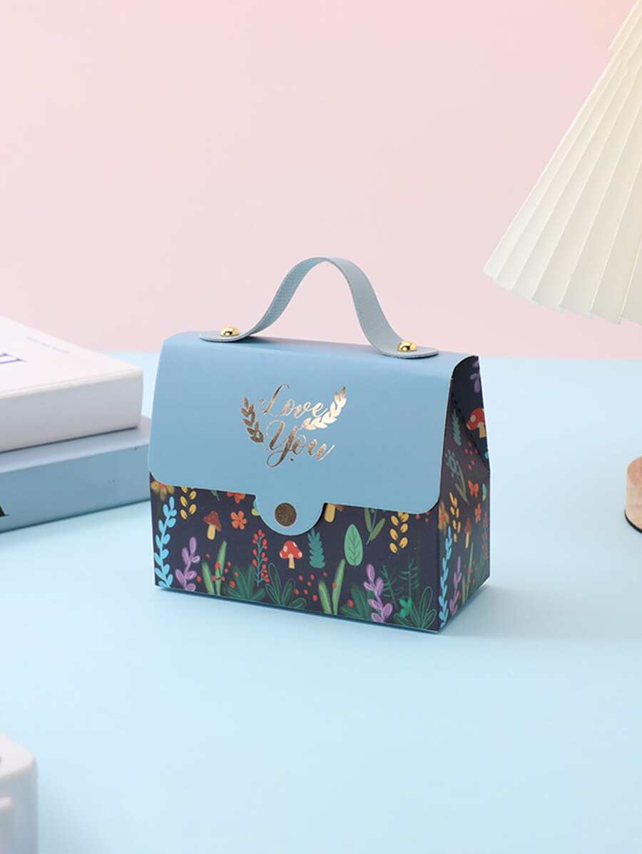 5pcs/set Flower Print Gift Box, Modern Purse Design Wrapping Box For ...
