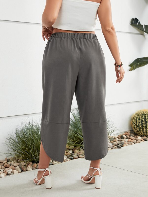 SHEIN VCAY Plus Solid Slant Pocket Wide Leg Pants | SHEIN USA