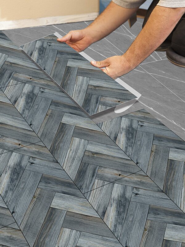 2pcs/set PVC Floor Sticker, Wood Grain Pattern Anti-slip Peel Stick ...