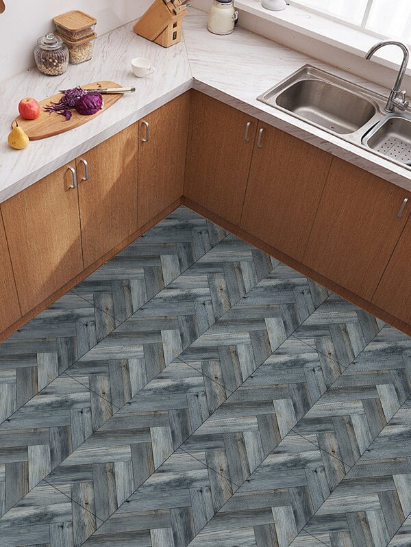 2pcs/set PVC Floor Sticker, Wood Grain Pattern Anti-slip Peel Stick ...