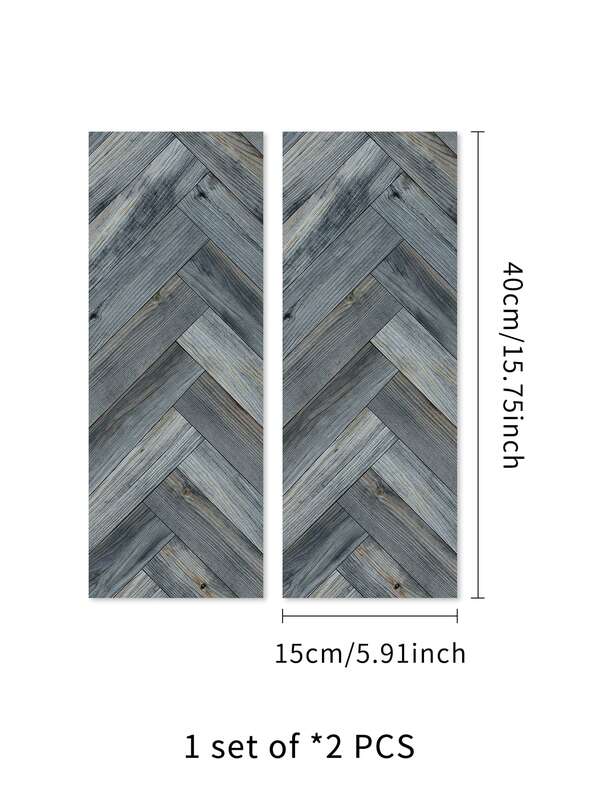 2pcs/set PVC Floor Sticker, Wood Grain Pattern Anti-slip Peel Stick ...