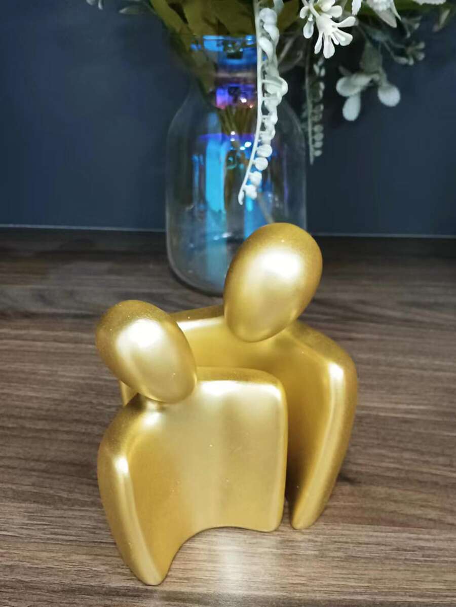 1pc Polyresin Decoration Craft, Golden Figure Design Decoration Object ...