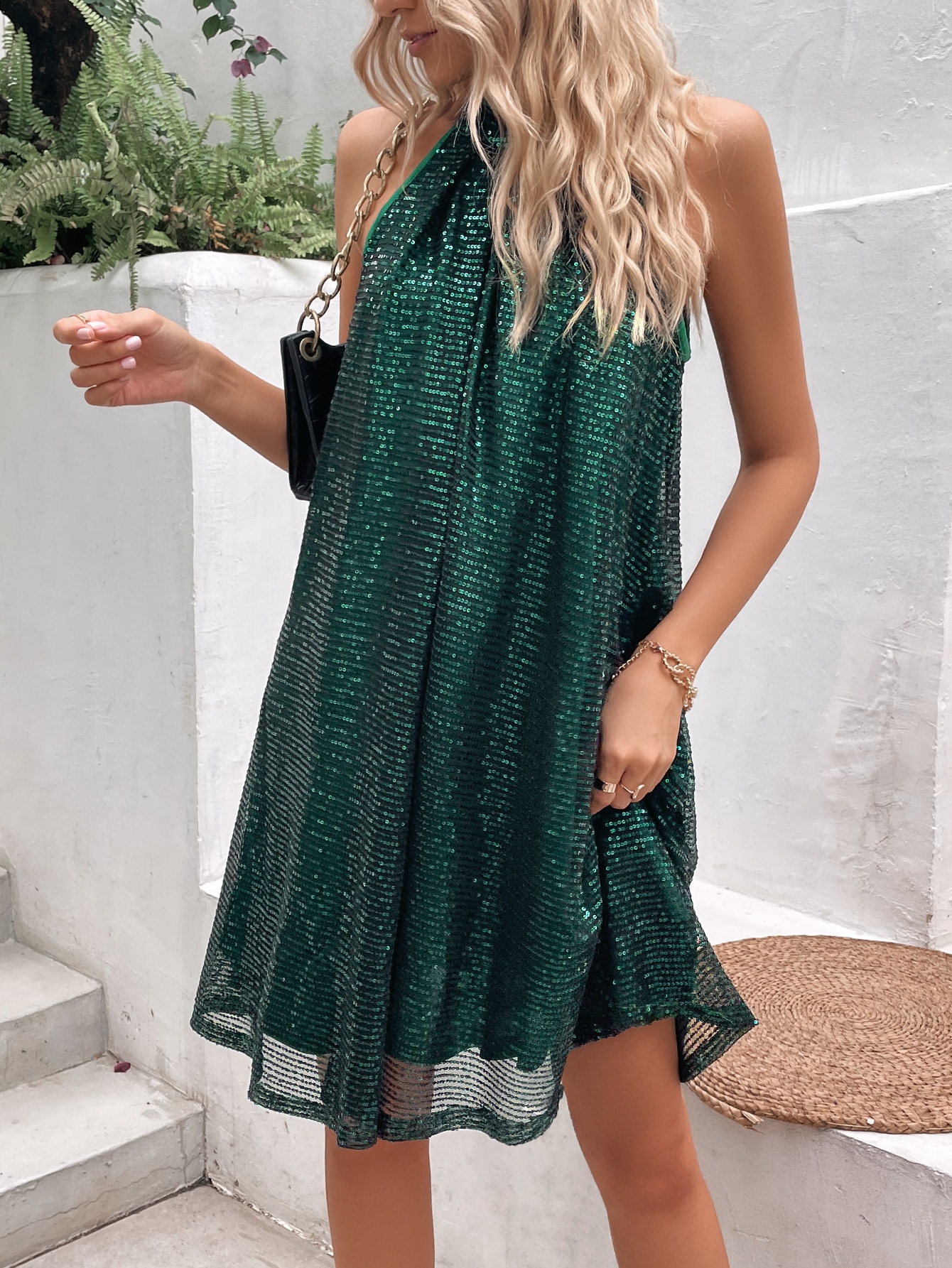 Shein Unity Sequin Halter Neck Keyhole Back Dress Shein Uk