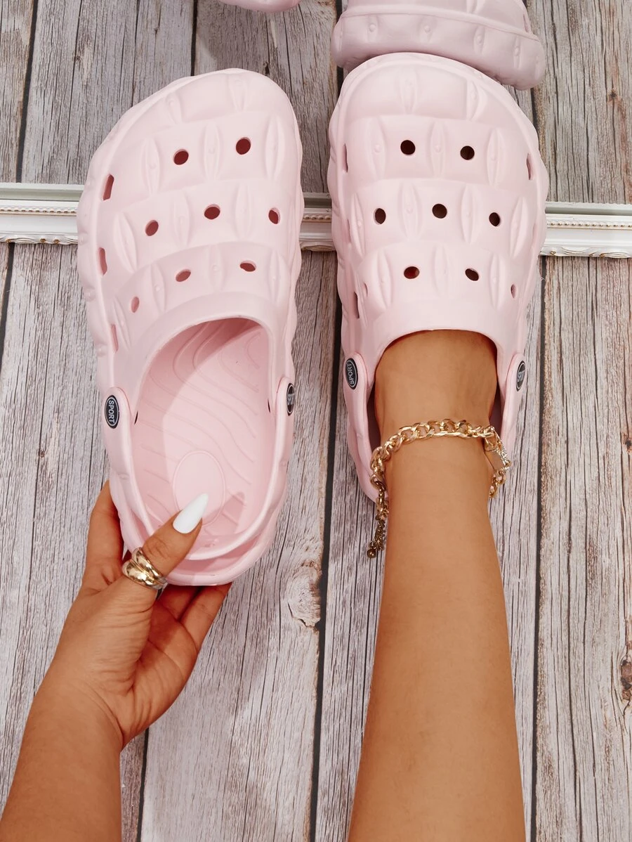Women Hollow Out Vented Clogs, Preppy Outdoor Pink EVA Clogs | SHEIN USA