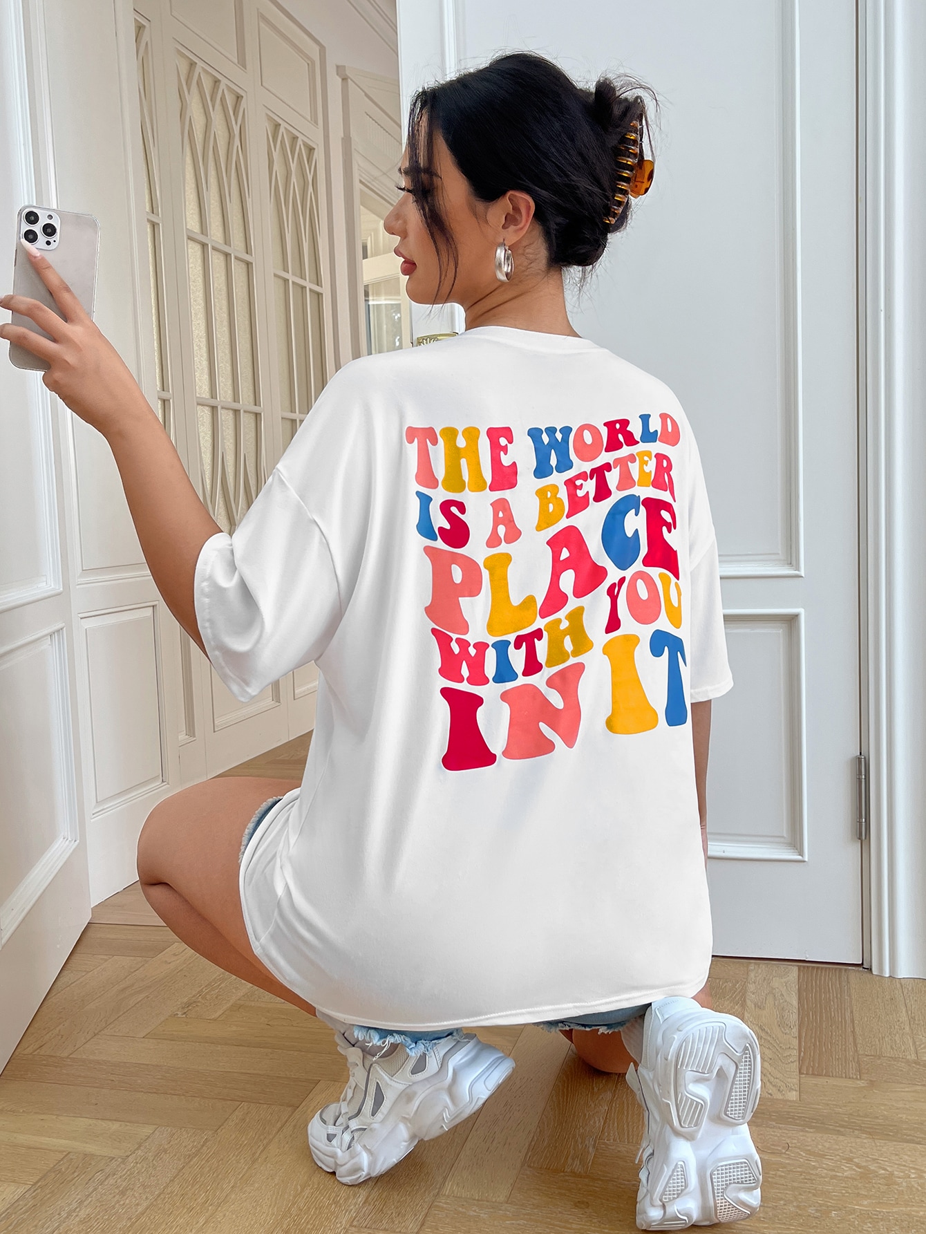 Plus Slogan Graphic Drop Shoulder Tee