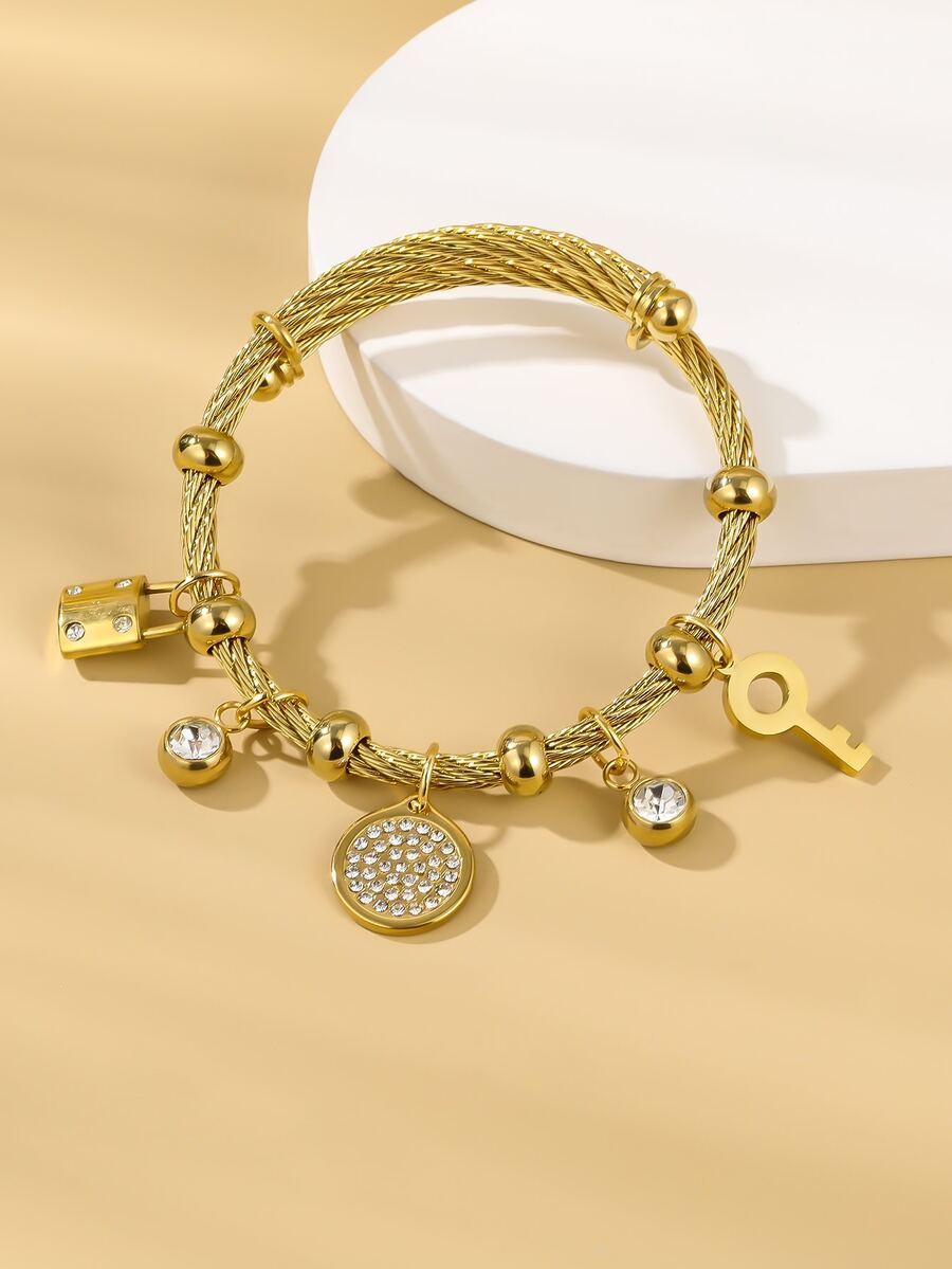 Rhinestone Decor Key & Lock Charm Bangle | SHEIN USA