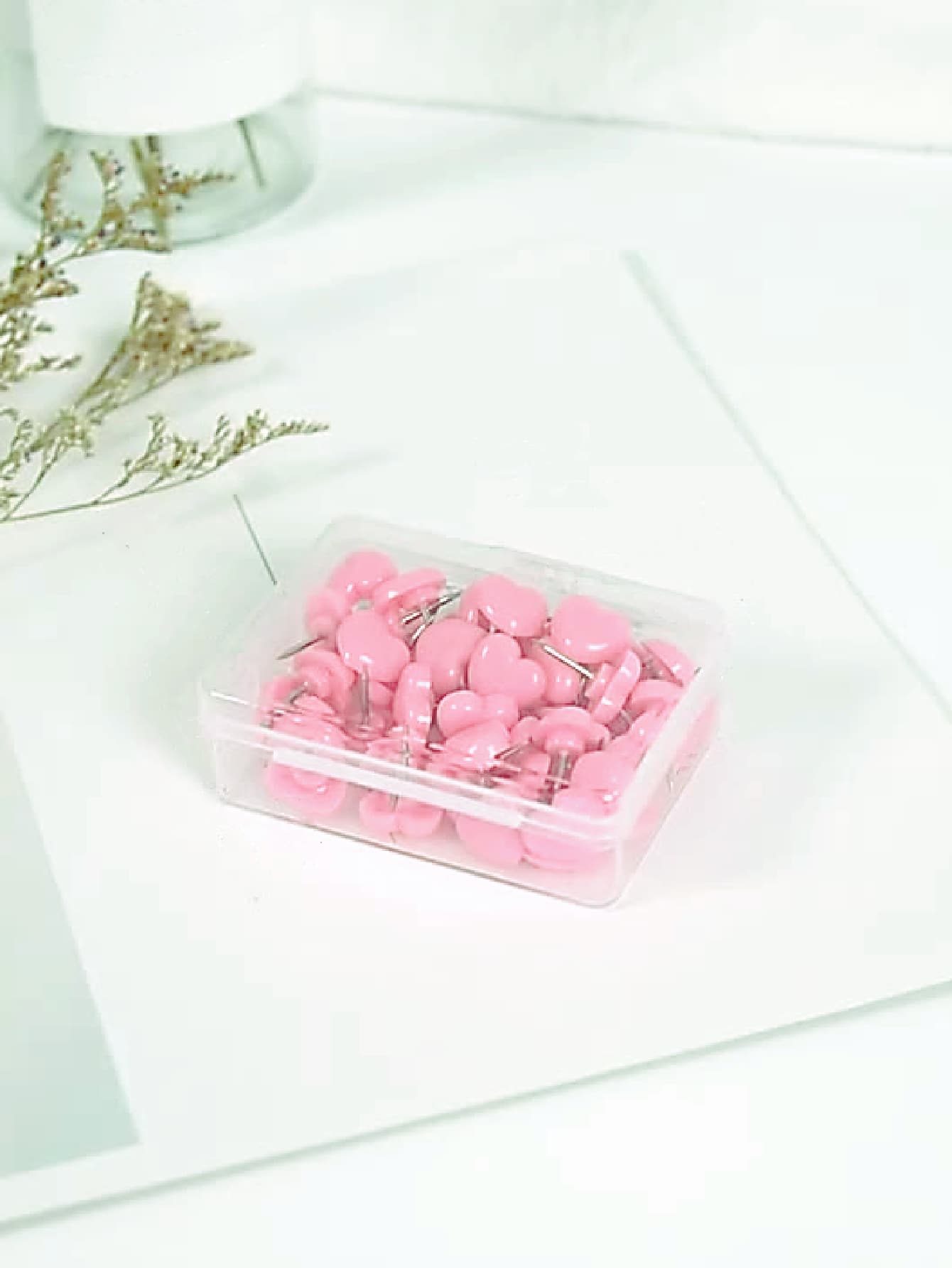 50pcs Creative Heart Shaped Push Pins Cute Pink & Red Pushpins For ...