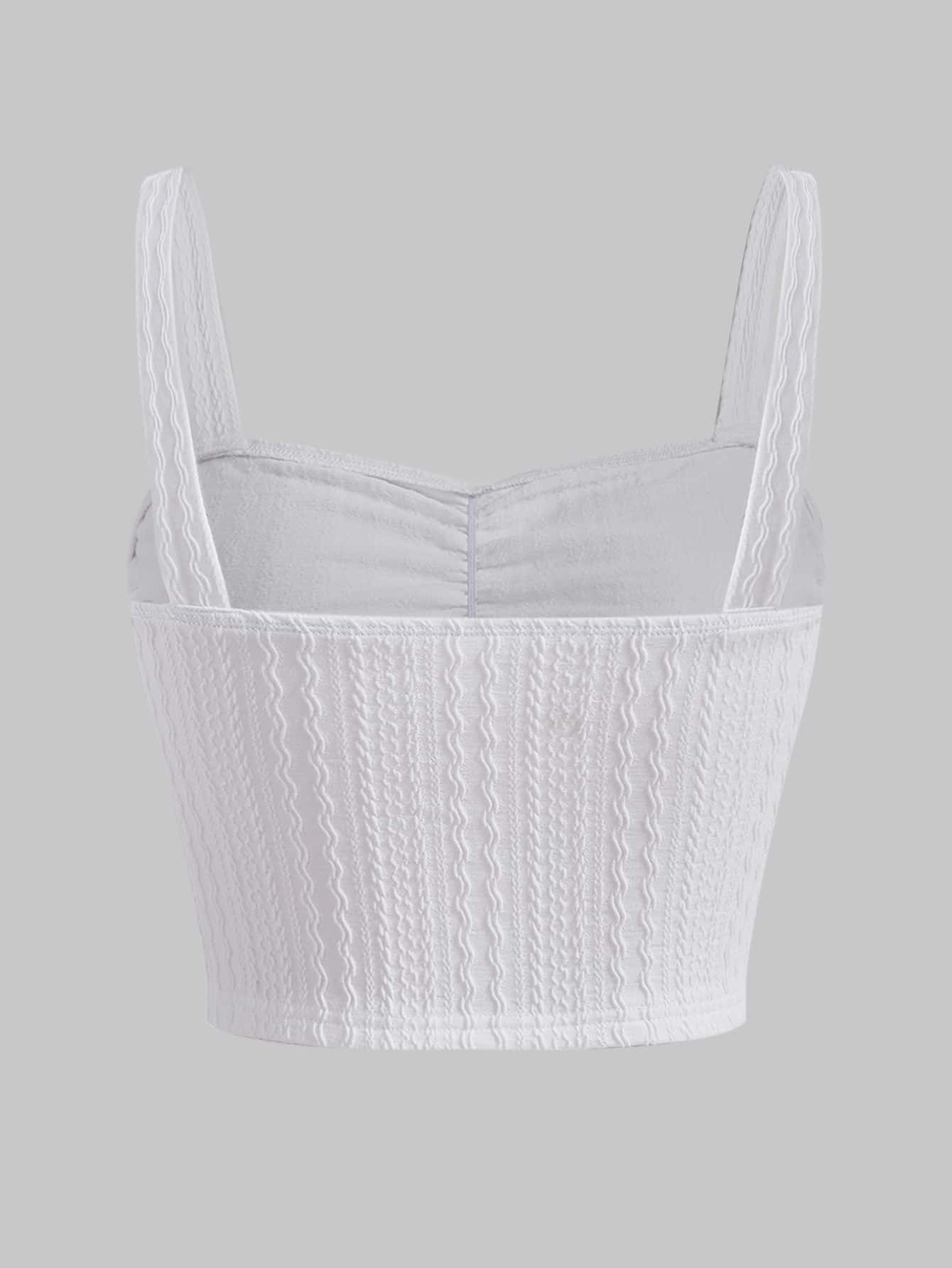 Shein Teen Girls Elegant Ruched Knit Jacquard Cami Tank Top With