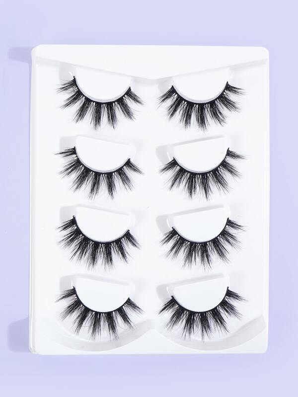 MAGEFY 4 Pairs Of Natural Full False Eyelashes,Thick Curling Fluffy ...