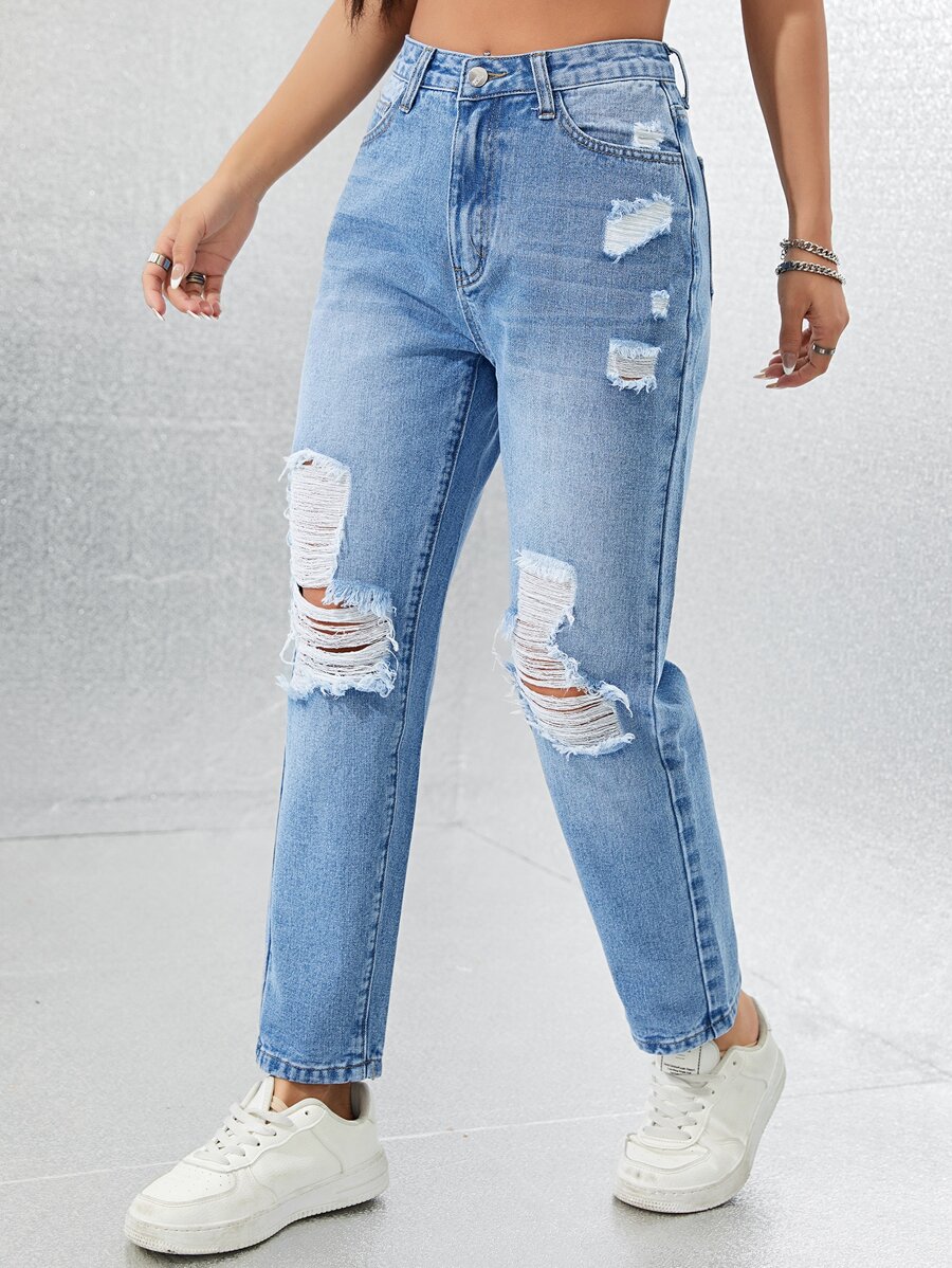 Ripped Mom Fit Jeans | SHEIN USA