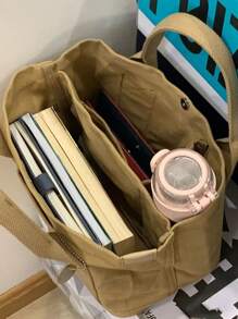 Solid Colour Tote Satchel Bag, Lightweight Tote Canvas Bag ...