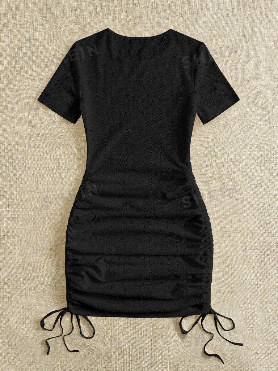 Shein Ezwear Summer Drawstring Side Ruched Bodycon Dress | Shein Uk