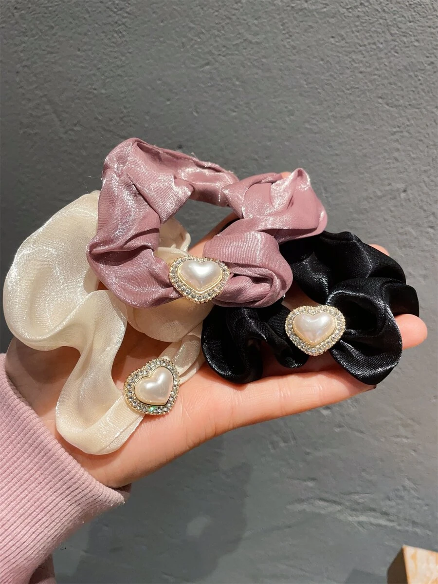 3pcs Heart Decor Scrunchie | SHEIN USA