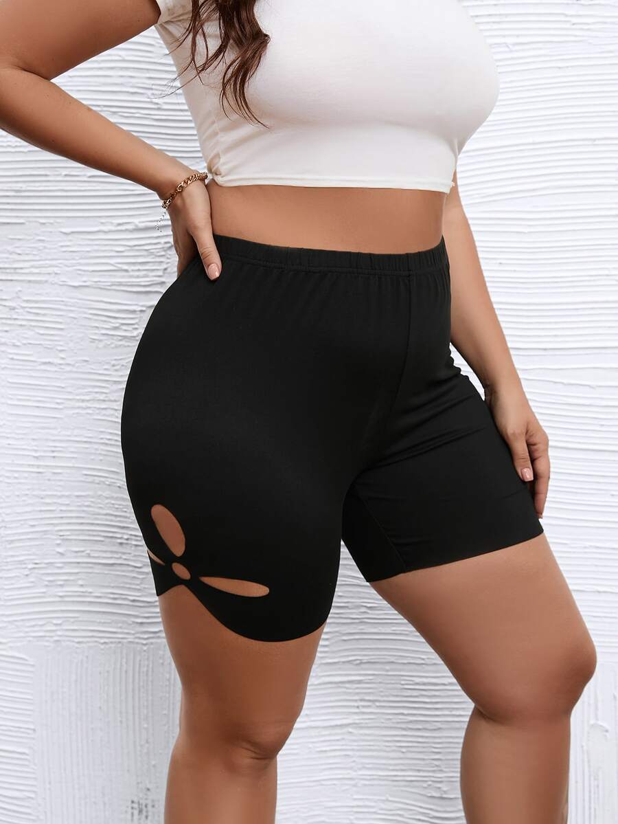 SHEIN Holidaya Plus Cut Out Biker Shorts | SHEIN USA