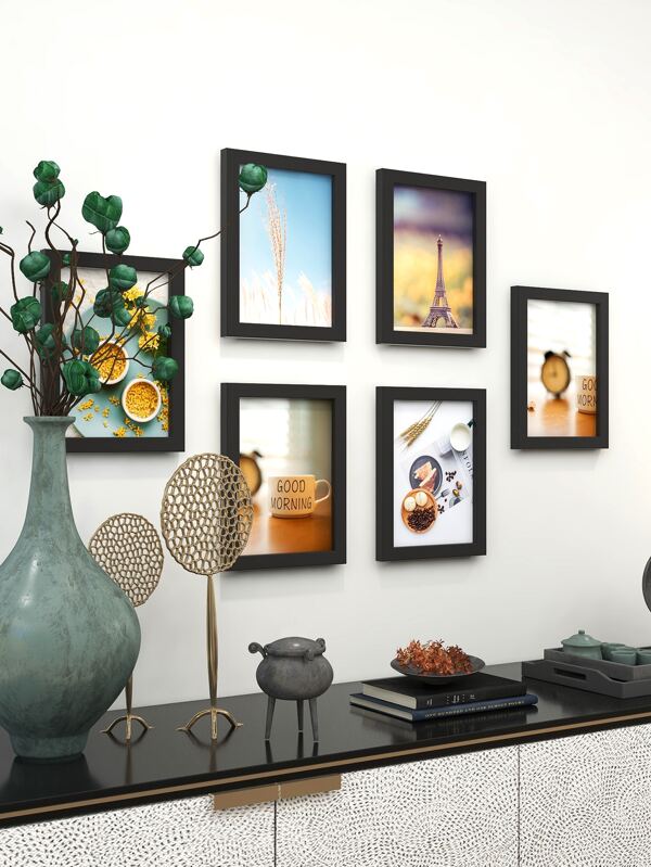 6pcs/set PS Photo Frame, Minimalist Black Rectangle Poster Display ...