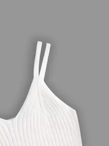 SHEIN Tween Girl Solid Ribbed Knit Top Summer Knitwear Girls' Knitted ...