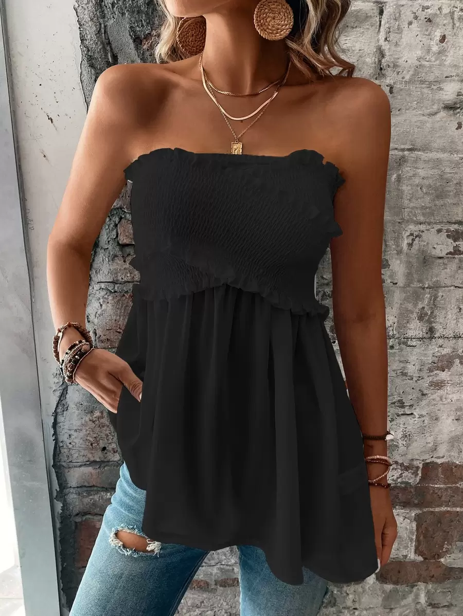 SHEIN LUNE Frill Trim Tube Top | SHEIN USA