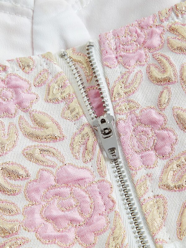 SHEIN MOD Tie Front Lace Trim Jacquard Wide Straps Top | SHEIN USA