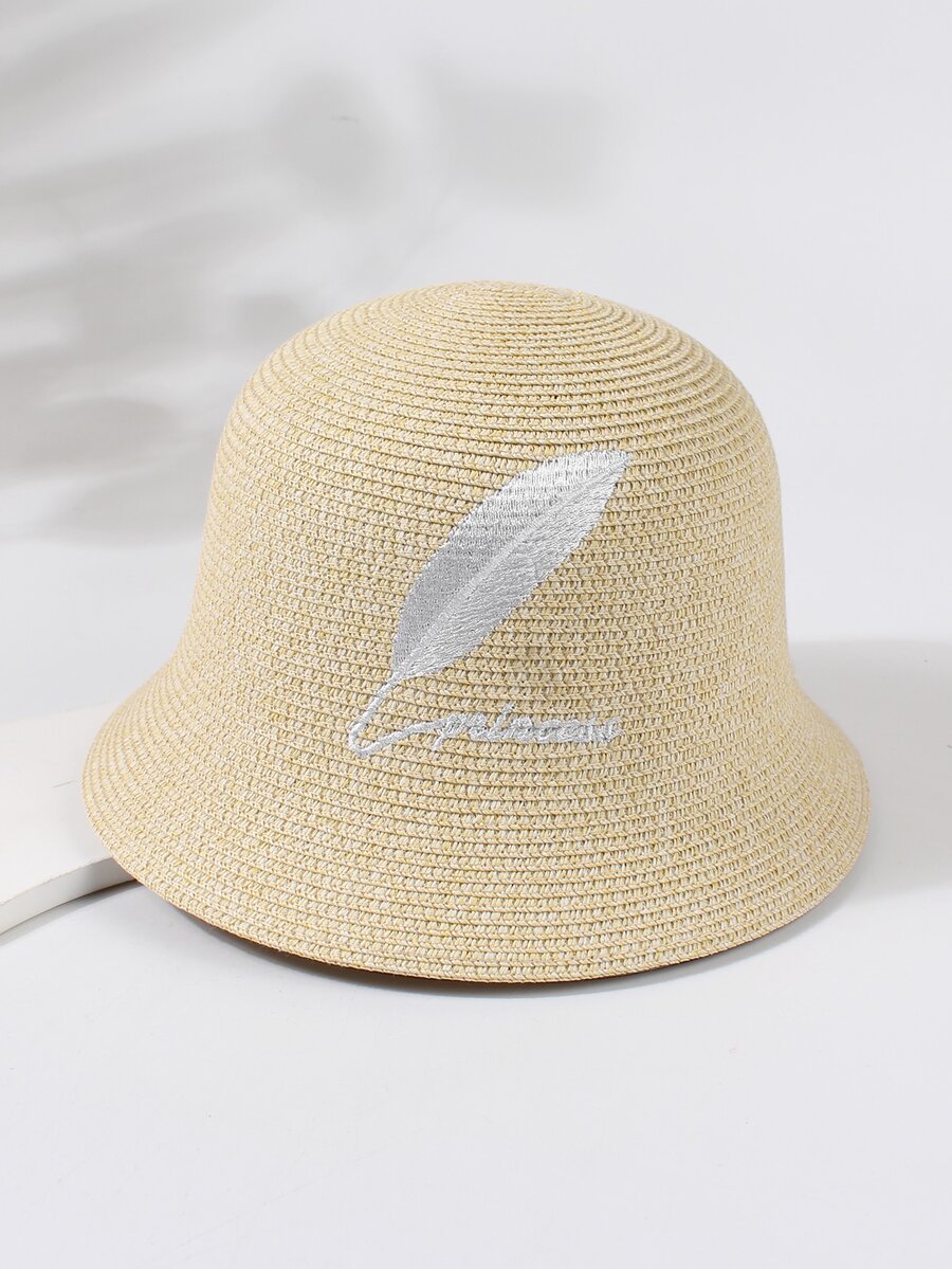 Feather & Letter Embroidered Bucket Hat | SHEIN USA