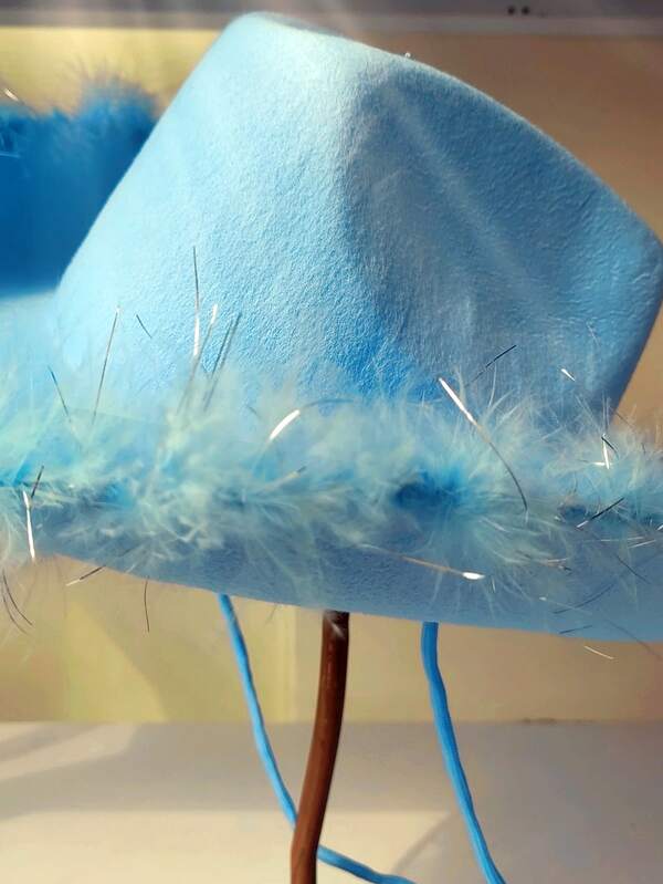 Fuzzy Cowboy Hat Trim Fedora Hat | SHEIN