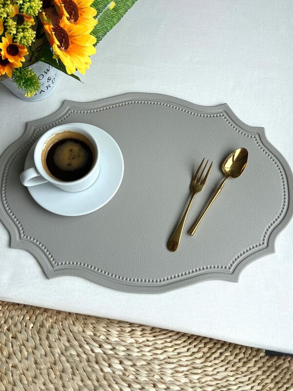 1pc PVC Placemat, Nordic Grey Waterproof Oilproof Place Mat For Dining ...