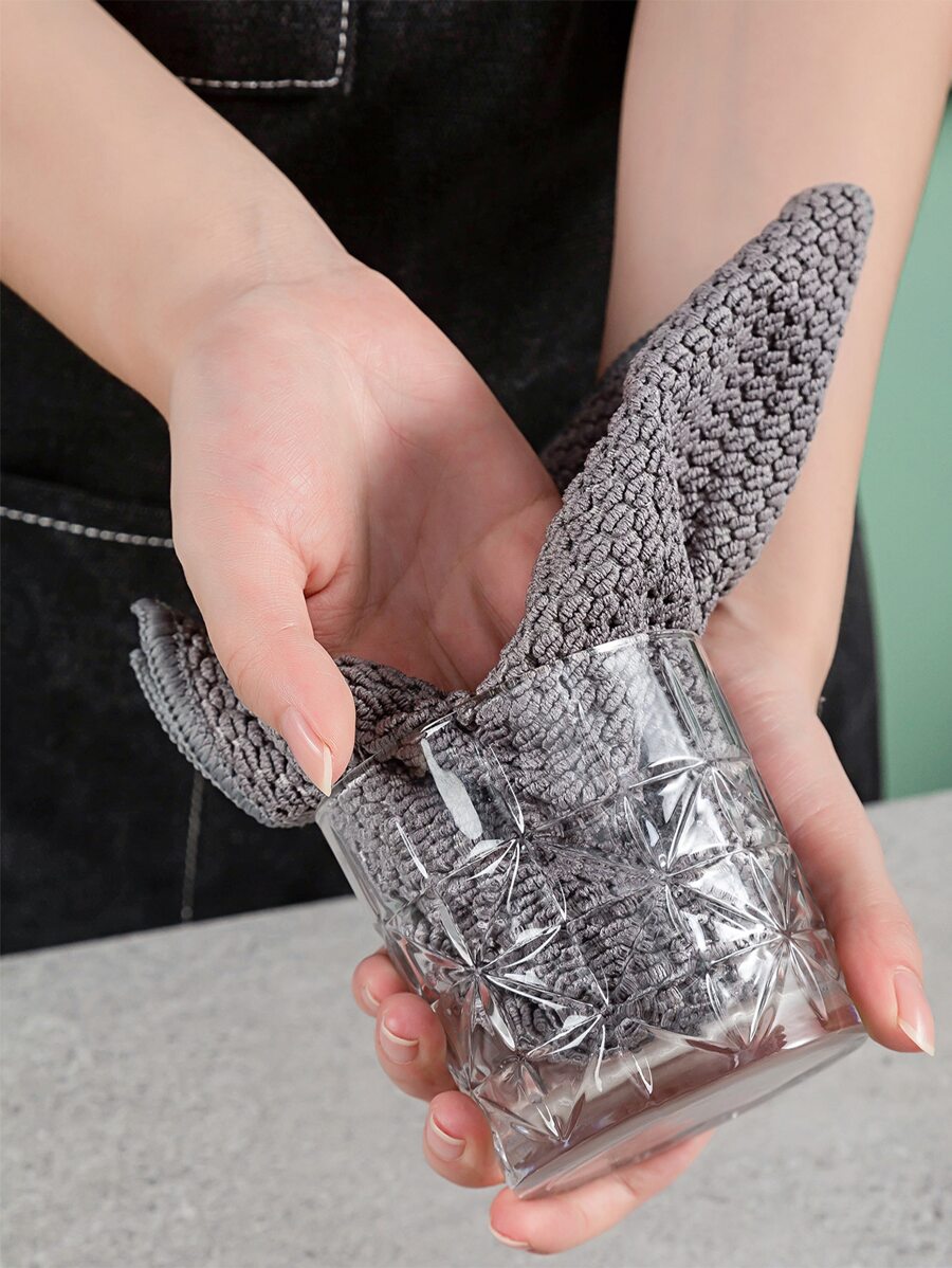 5pcs/set Gray Cleaning Cloth, Polyester Cleaning Rag For Household ...