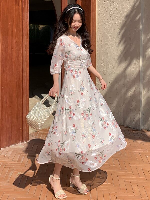 DAZY Floral Print Puff Sleeve Dress | SHEIN USA
