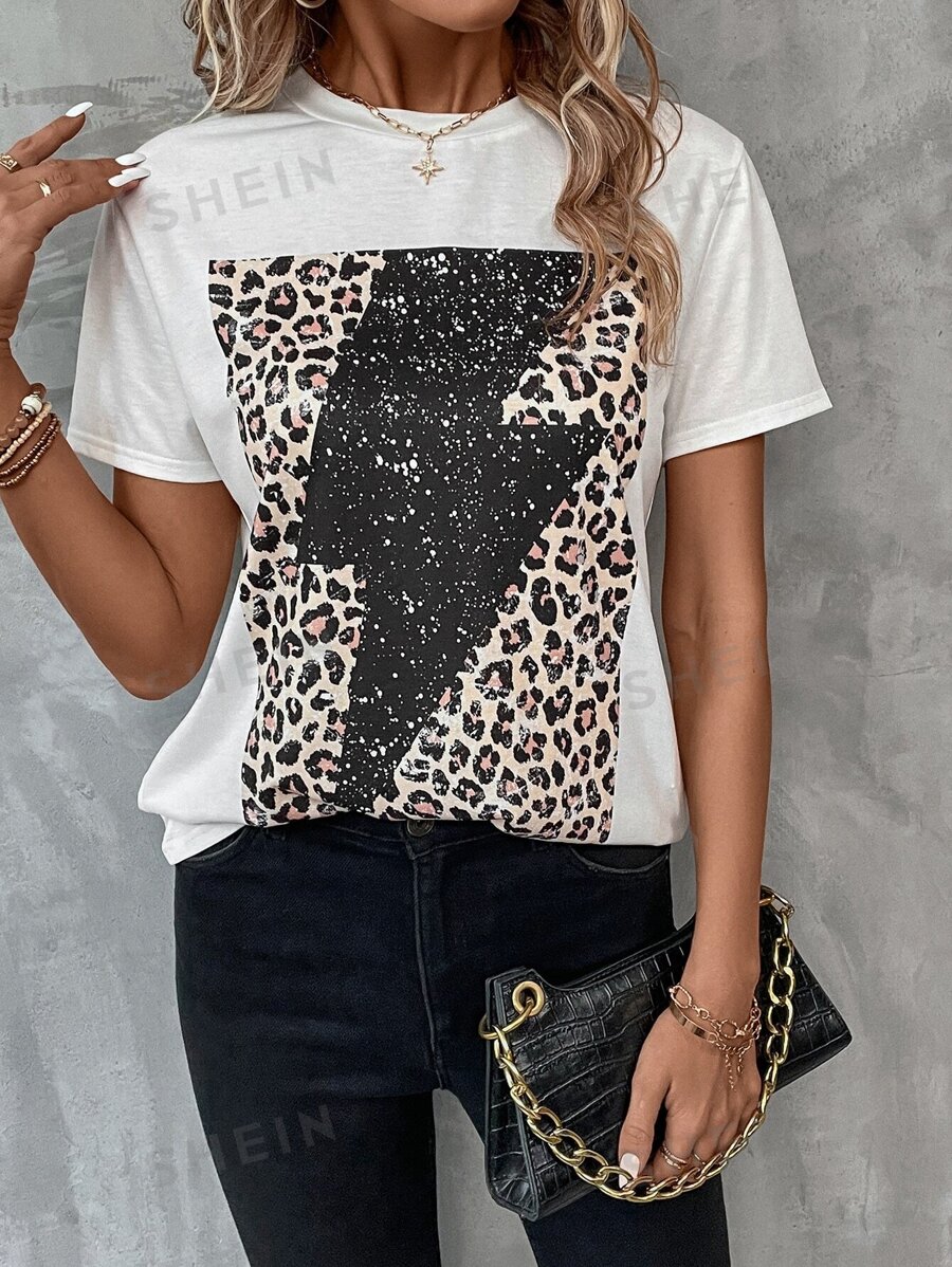 SHEIN LUNE Leopard Print Tee | SHEIN USA