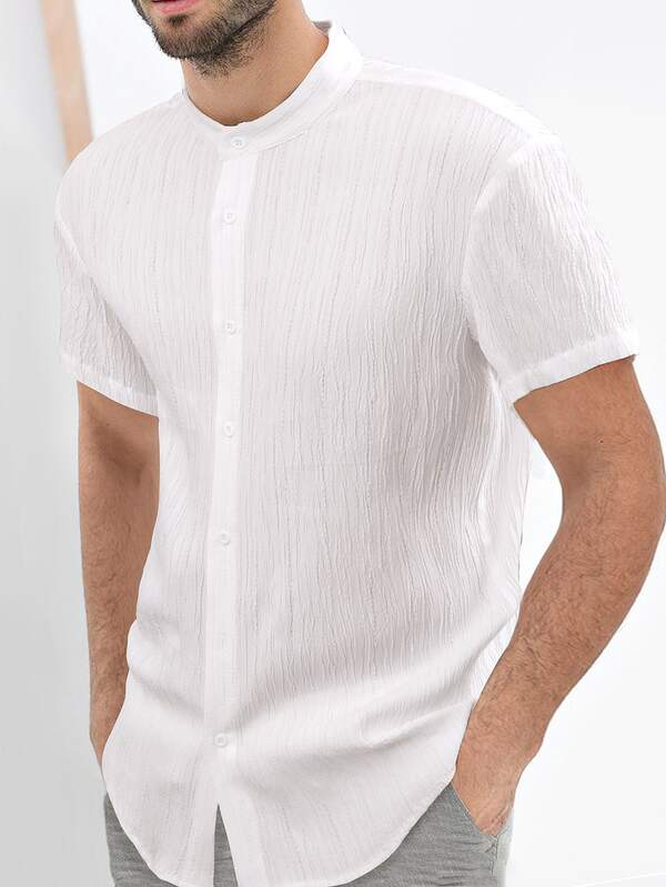 Manfinity Basics Men Solid Button Up Shirt | SHEIN USA