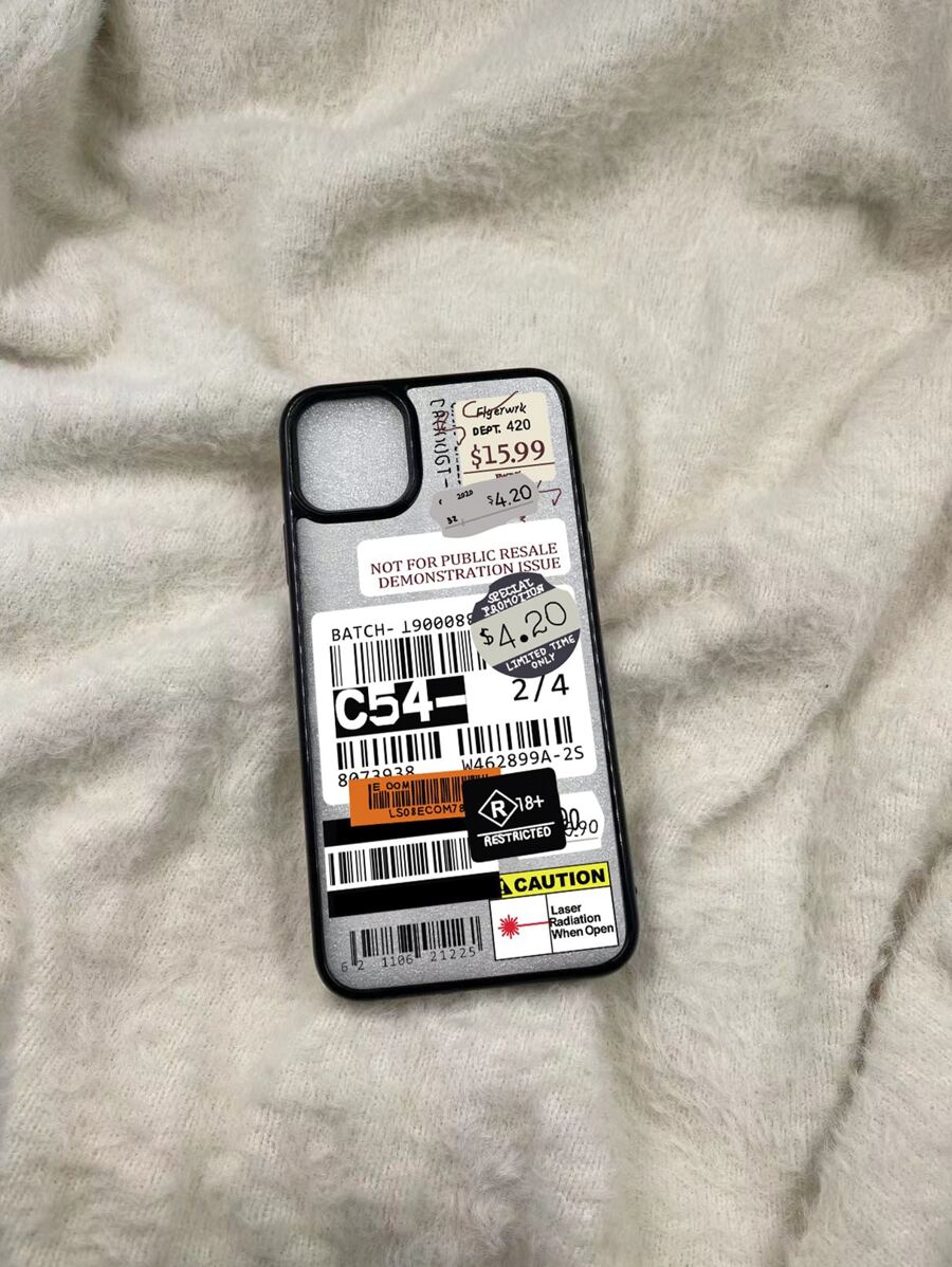 1pc 2d Code Label Black Acrylic Phone Case Compatible With Apple Iphone ...