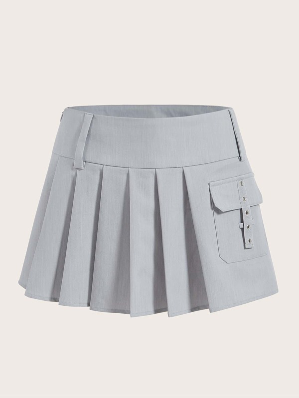 SHEIN ICON Gorpcore Low Rise Solid Pleated Skirt | SHEIN USA