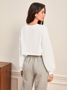 SHEIN BASICS Drop Shoulder Solid Crop Pullover | SHEIN EUR