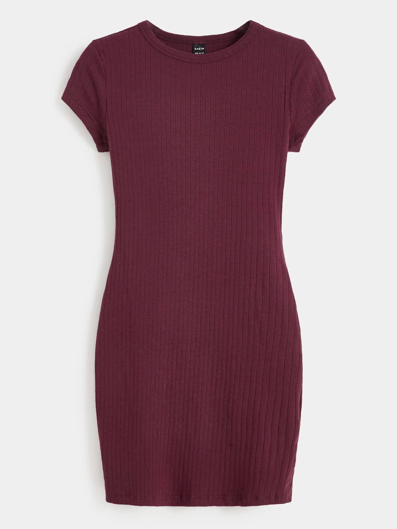 SHEIN BASICS Abito Aderente Monocolore In Maglia A Coste | SHEIN ITALIA