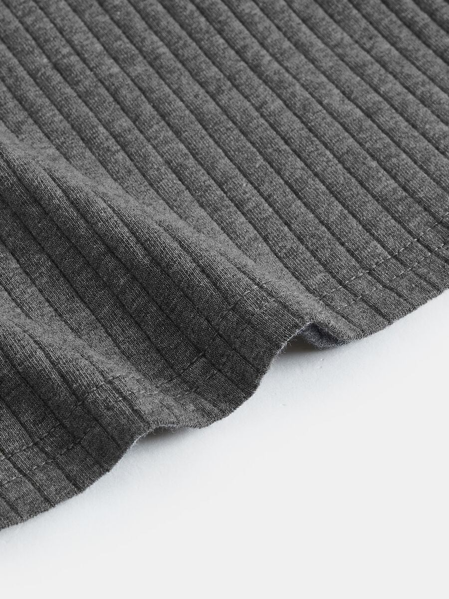 SHEIN BASICS Notched Neck Rib-Knit Dress | SHEIN USA