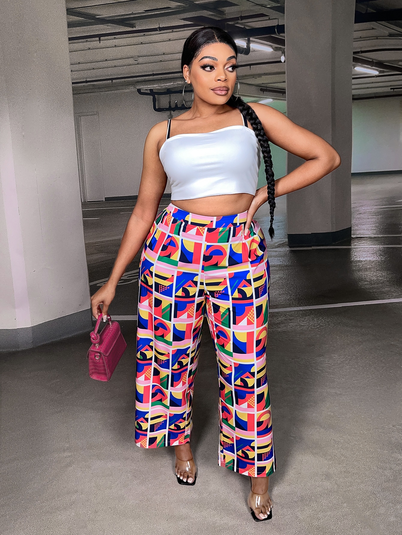 Shein Slayr Plus Geo Print Wide Leg Pants Shein Usa