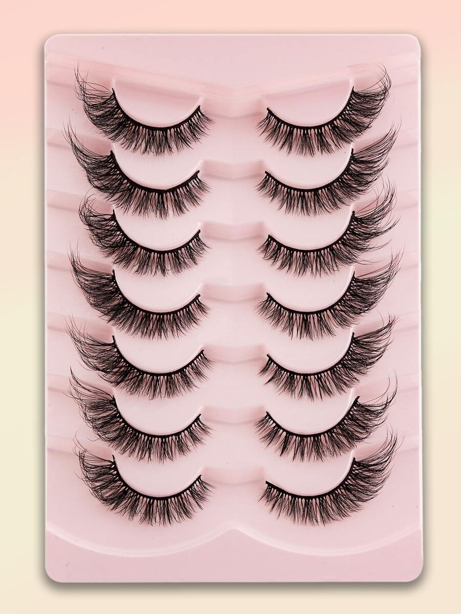 7 pairs False Eyelashes Cat-Eye Fluffy Lashes 8D Wispy Lashes Pack ...